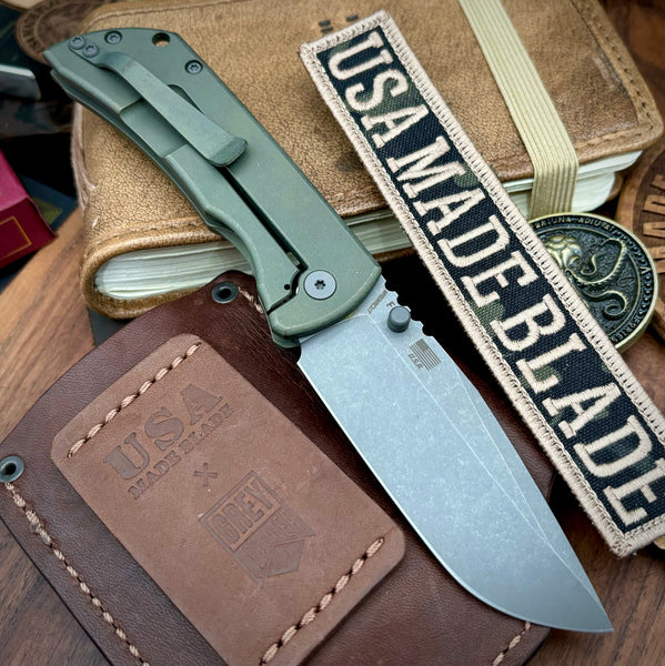 McNees Knives Mac-2 3.5" Atomic Green and Bronze Speed Hole Ti ...