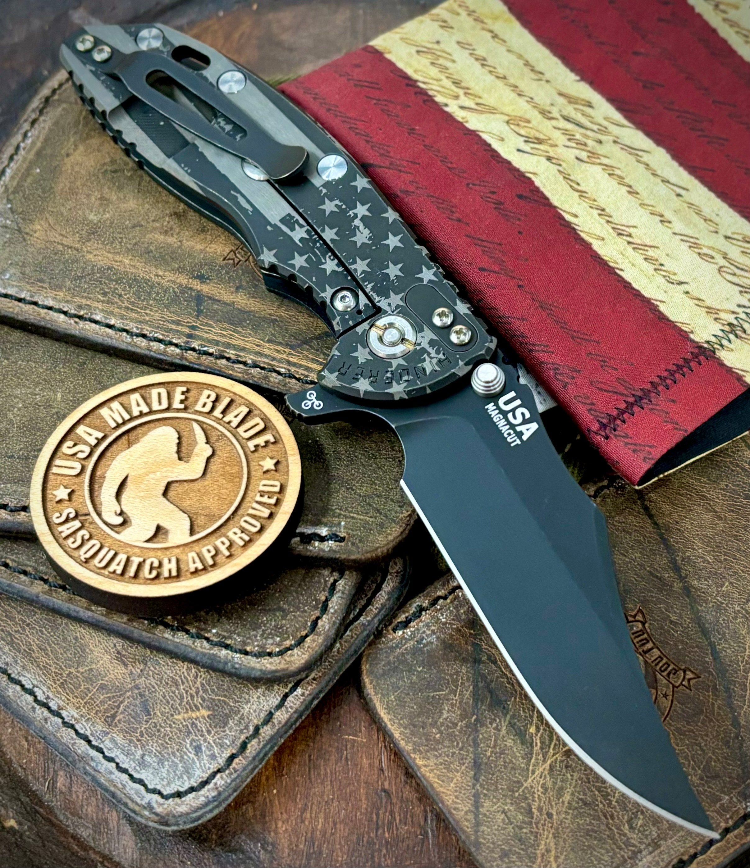 Battled Stars & Stripes Hinderer XM-18 3.5 Bowie Battle Black Ti Black ...