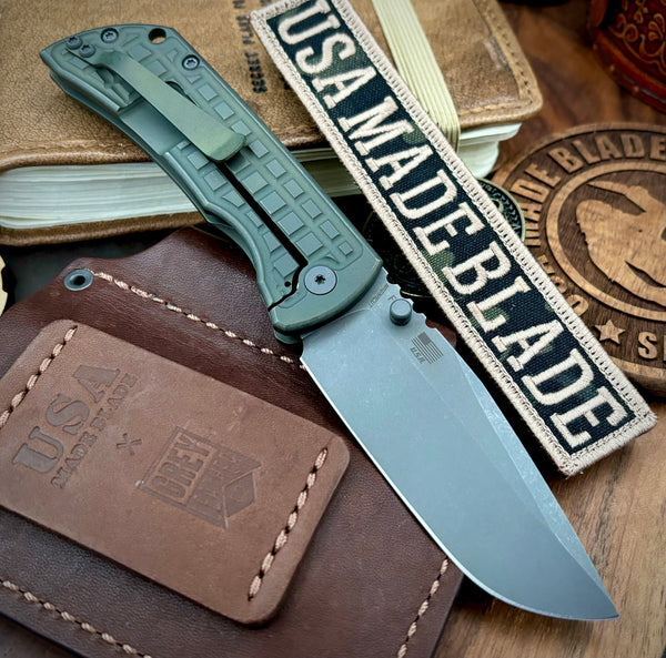 McNees Knives Mac-2 3.5" Green and Bronze Atomic Frag Ti Stonewashed ...