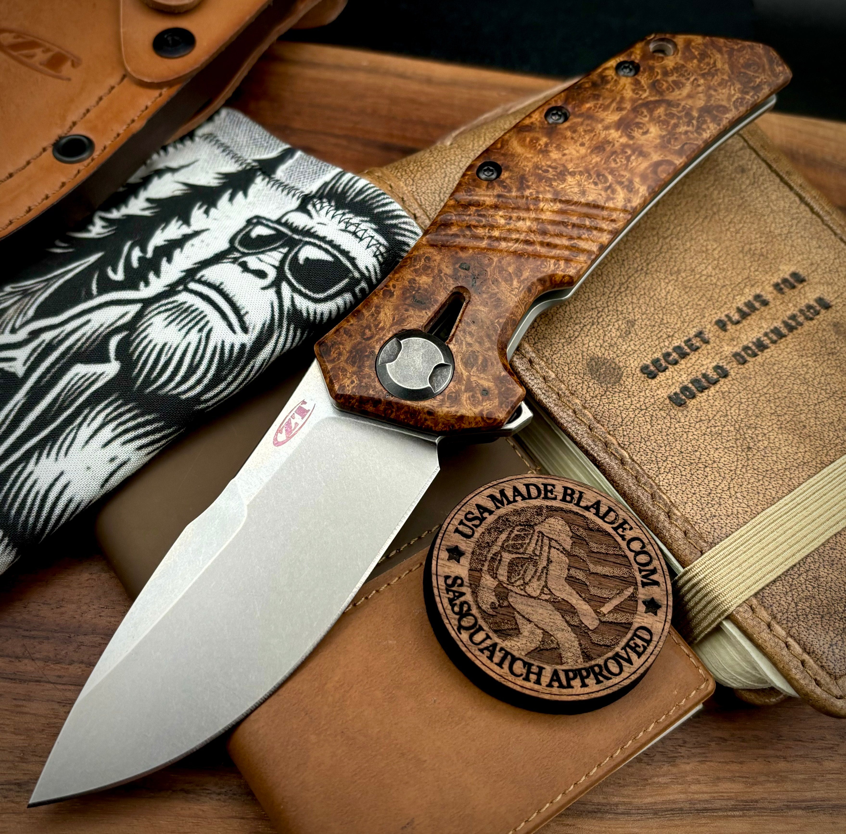 Zero Tolerance Knives ZT0308 with Custom LMF Amboyna Burl Wood Scale ...