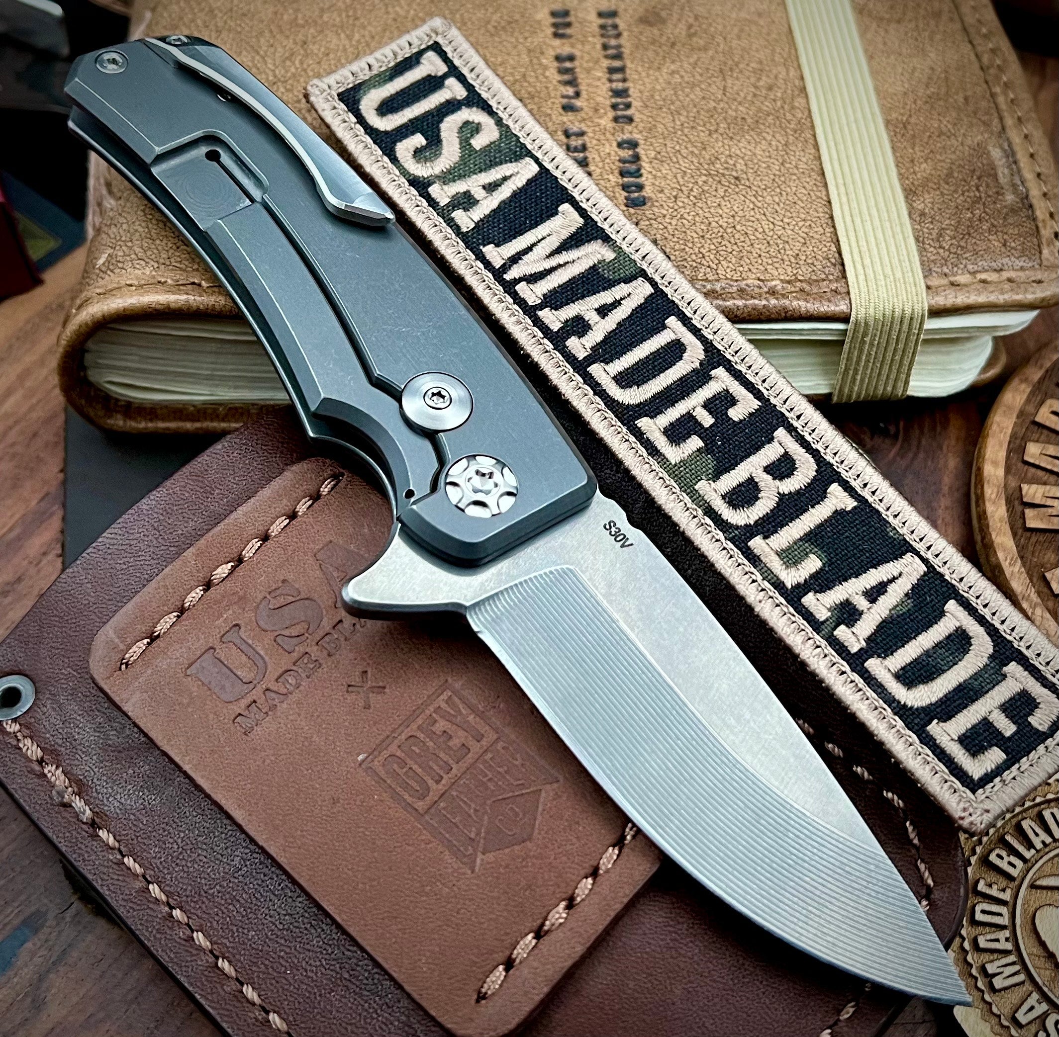 Chelette Custom Knives Gur Full Ti S30V Carbon Fiber Inlay with Ti ...