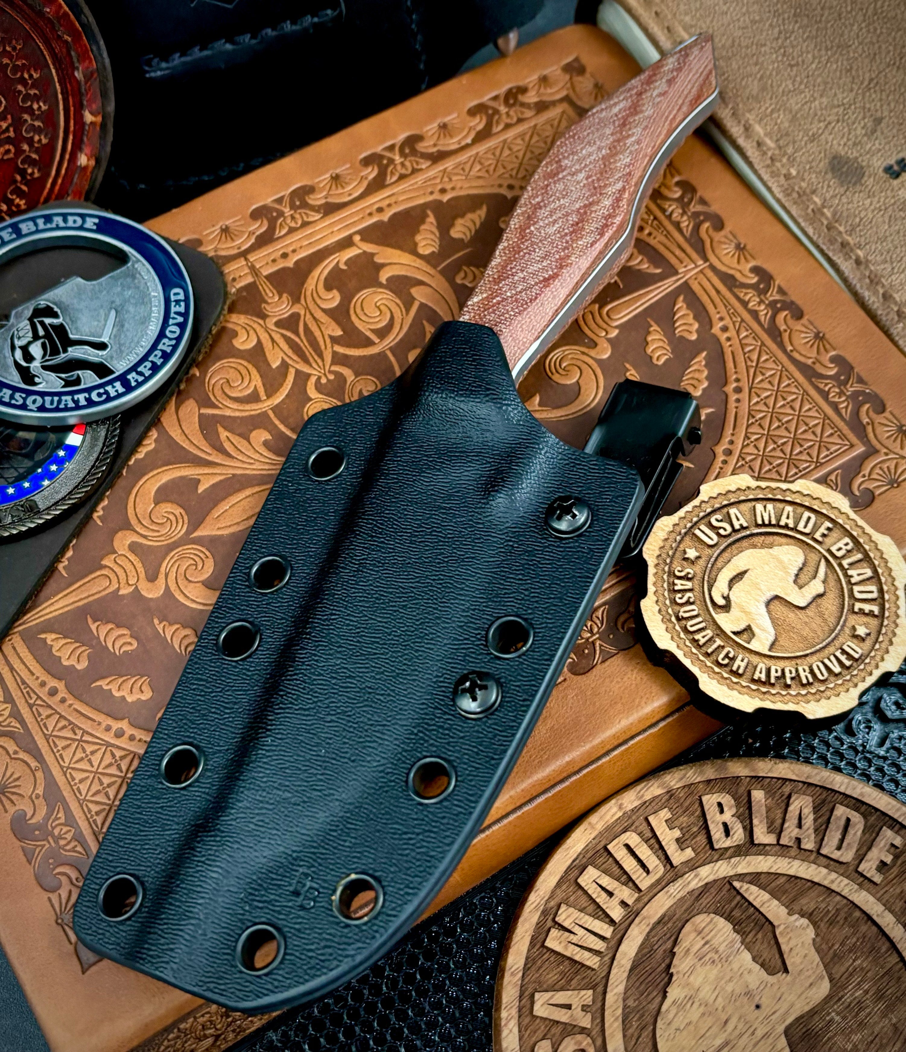 Koenig HELO Fixed Blade with Natural Micarta Handles and Brightwash ...